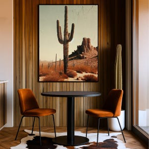 Cactus Art Rustic Vintage Desert Large Wall Art, Southwestern Decor ...
