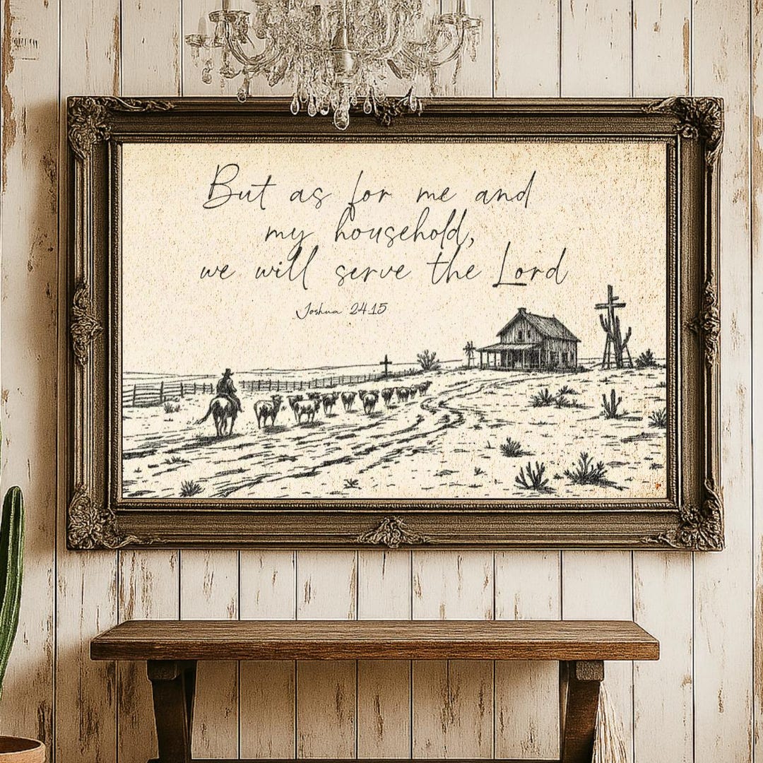 Joshua 24 15 Print, Christian Rustic Modern Art, for Me and My House ...