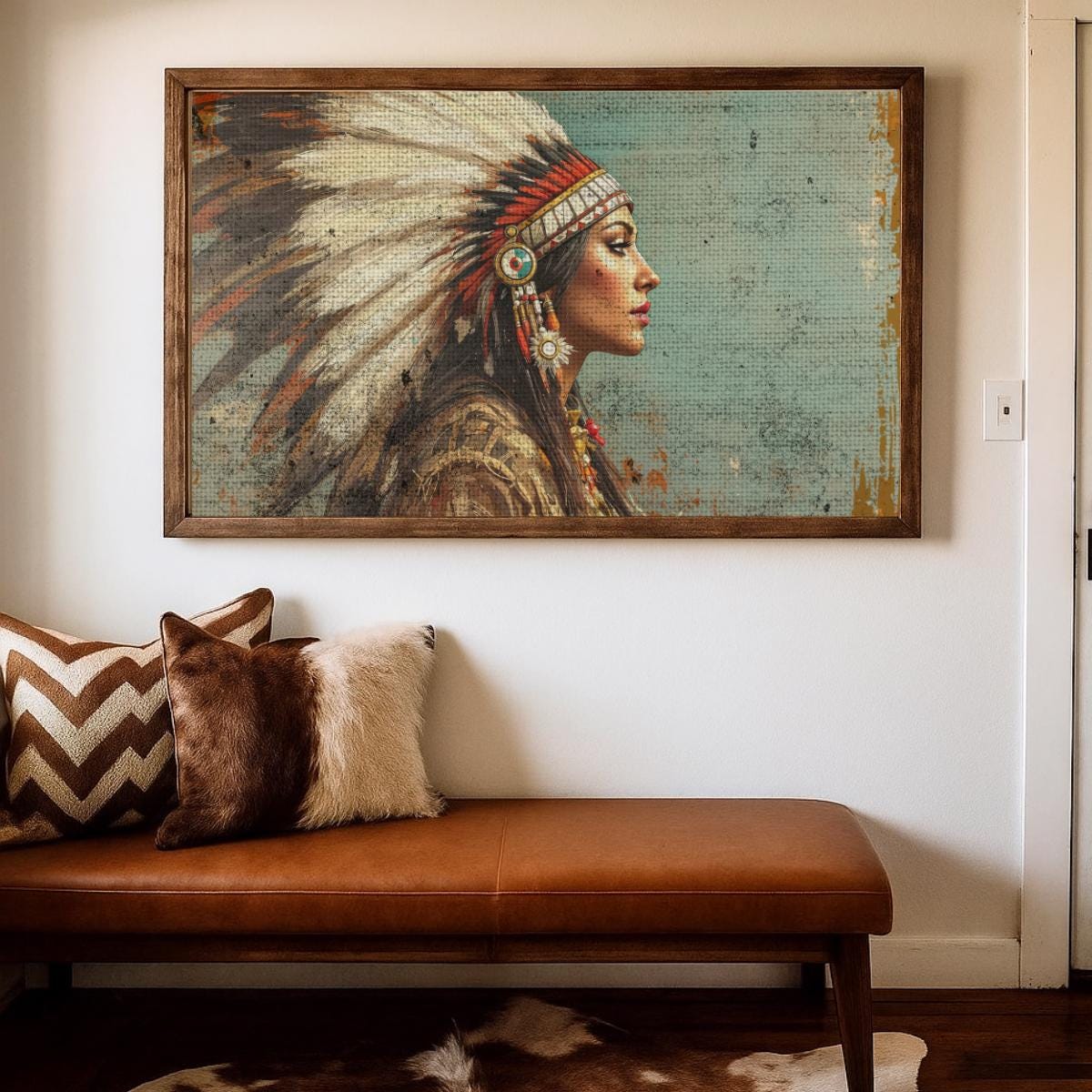 Western Decor, Rustic Tribal Art, Boho Home Decor, Vintage Indigenous ...