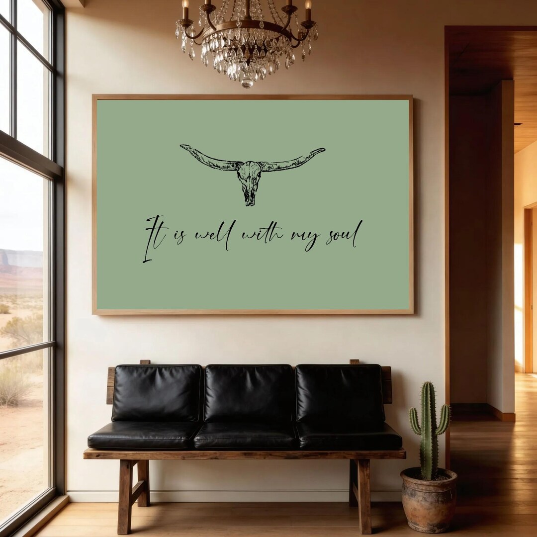 It Is Well With My Soul Wall Art, Longhorn Western Christian Poster ...