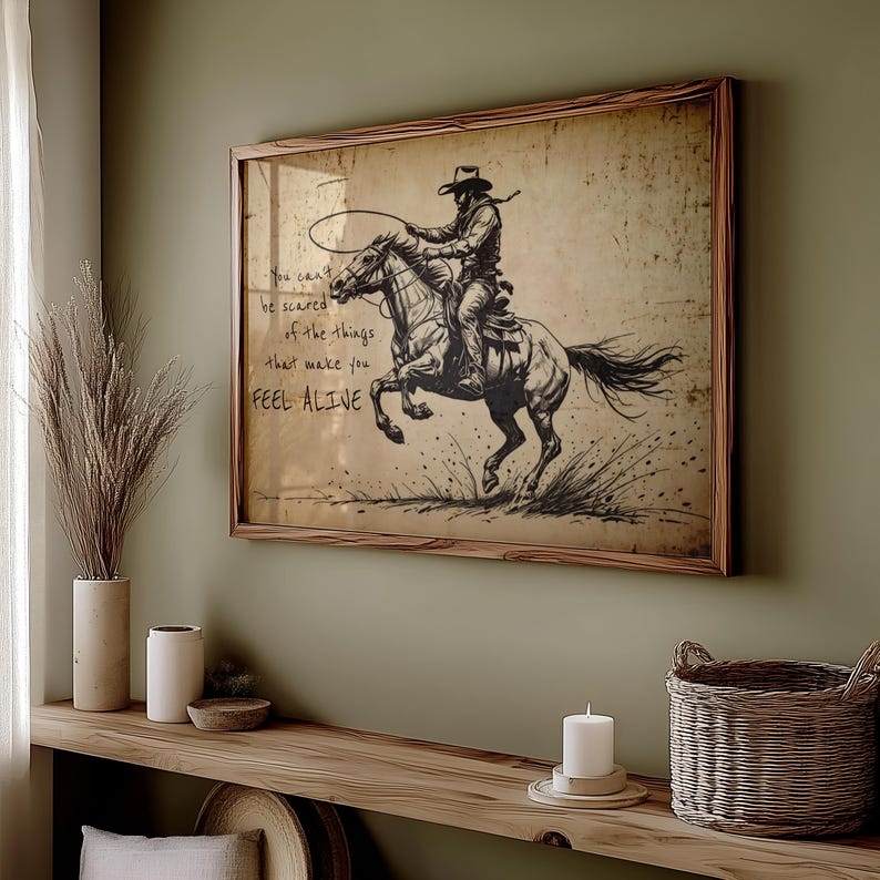 Western Cowboy Art Print - Rodeo Wall Decor - Motivational Quote Poster ...