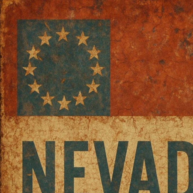 Nevada Flag Print Vintage, Rustic Western Wall Art, Patriotic Decor ...