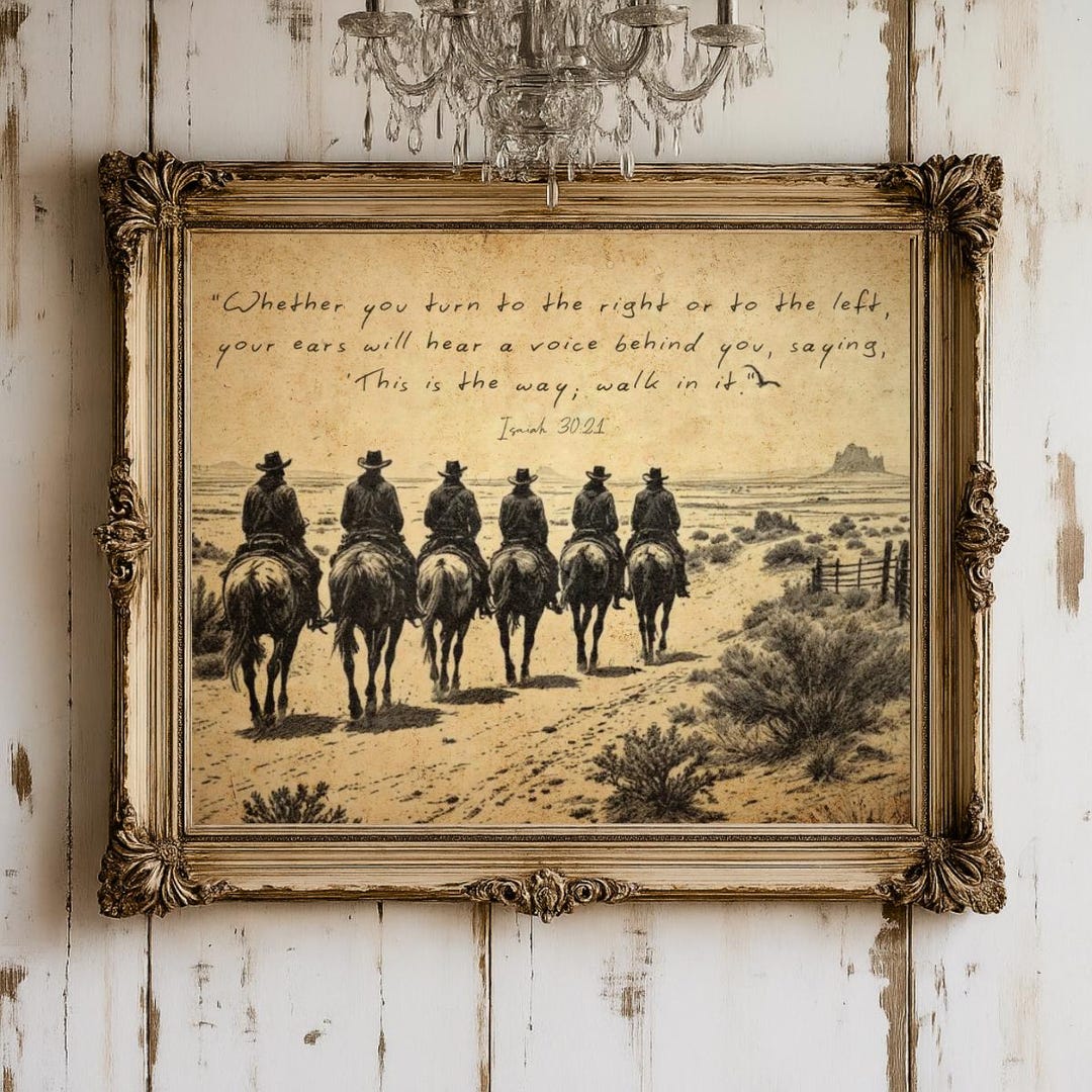 Bible Verse Art Rustic Christian Wall Art, Isaiah 30:21 Vintage Western ...