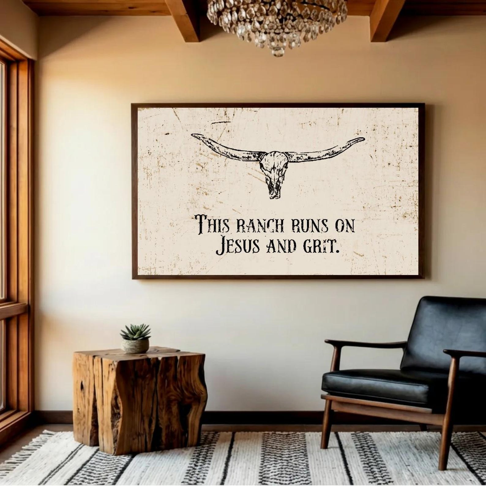 Christian Ranch Sign Print, Farmhouse Inspirational Wall Art - Rustic ...
