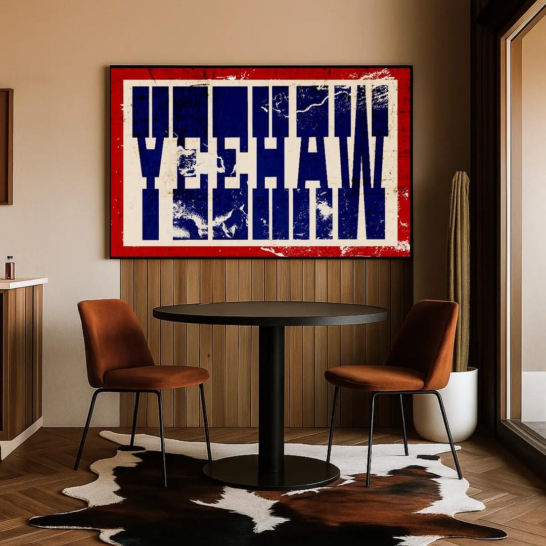 Yeehaw Poster, Western Cowboy Wall Art, Southwestern Ranch Country Home ...