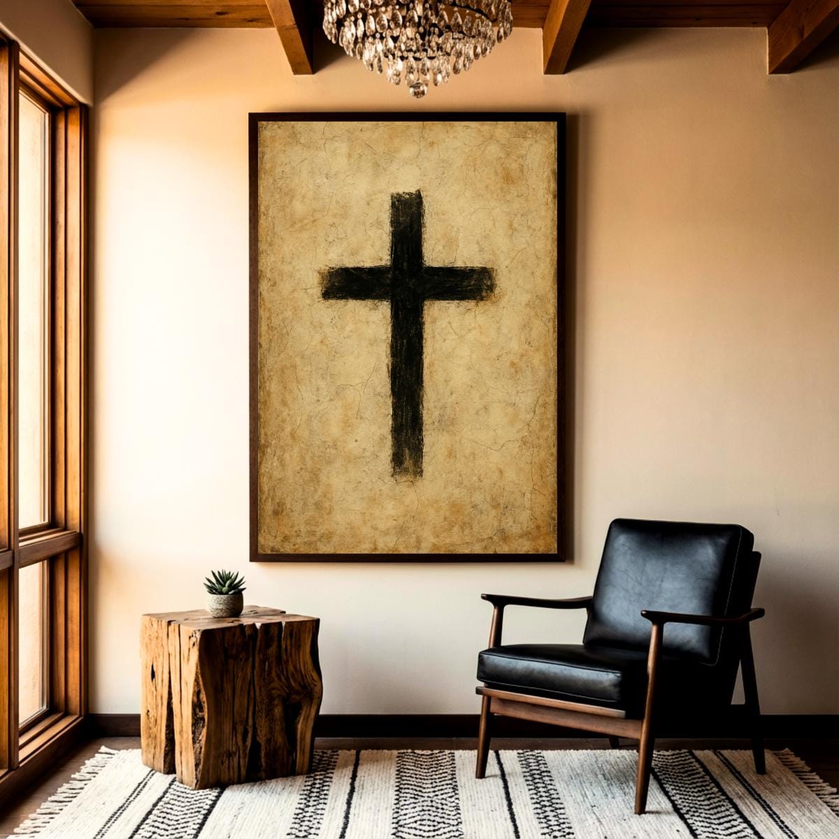 Rustic Cross Wall Art Print, Religious Decor, Vintage Faith Poster ...