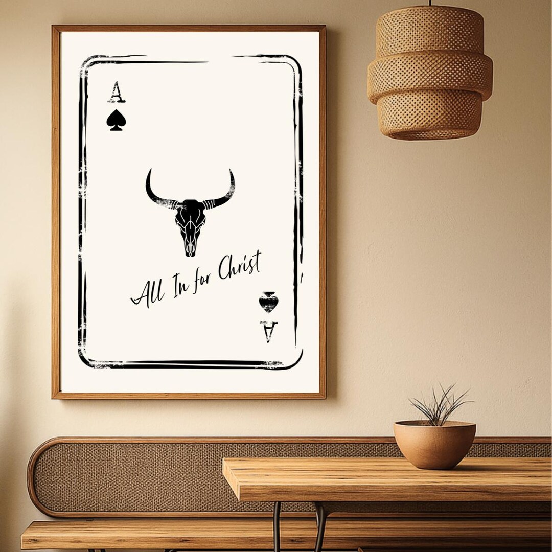 Christian Print Western Ace of Spades Wall Art Vintage Game Room Decor ...