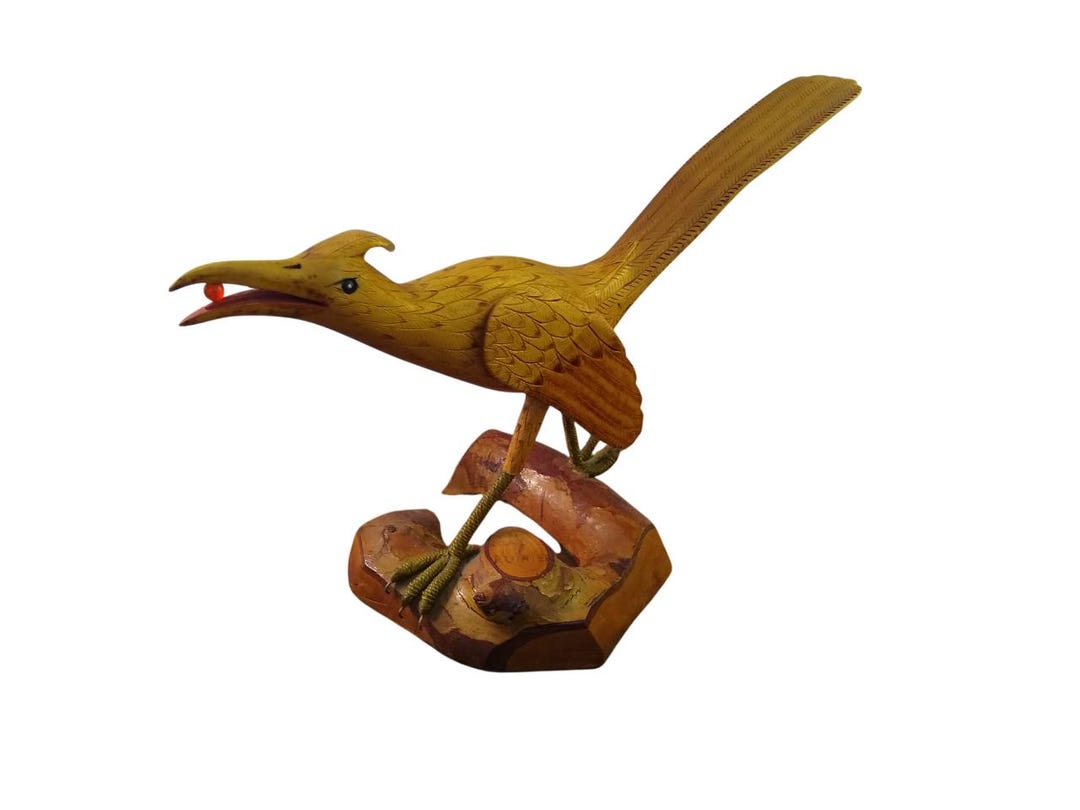 Hand Carved Wood Roadrunner Figure - Etsy
