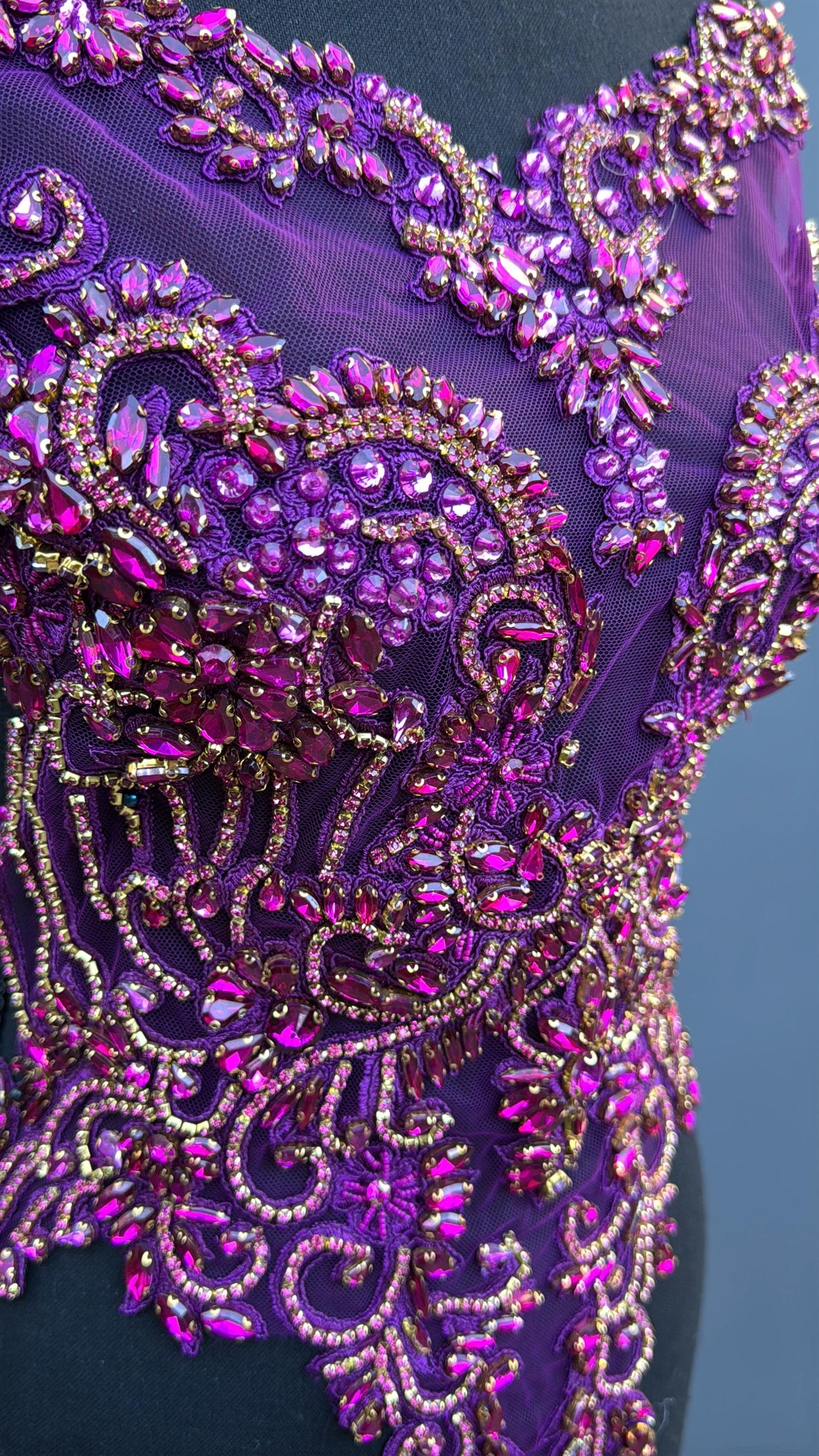 Purple Rhinestone Bodice Appliqué: Sparkling Embellishment for Dresses ...