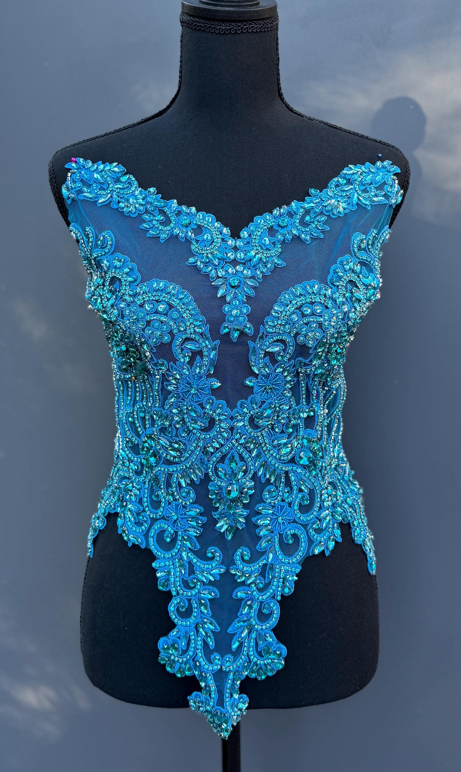 Turquoise Rhinestone Bodice Appliqué for Dresses & Gowns | Sparkling ...
