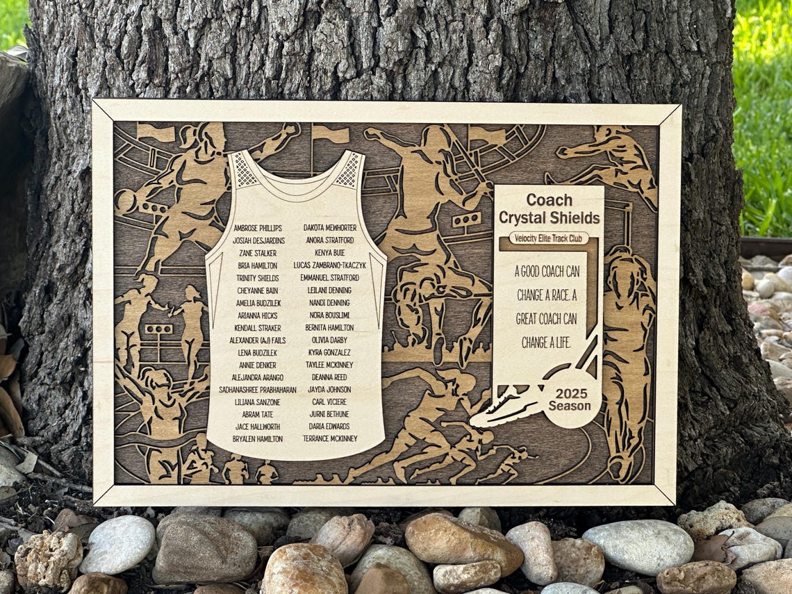 Track and Field Laser Engraved Thank You Gift Wood Plaque Track Coach ...