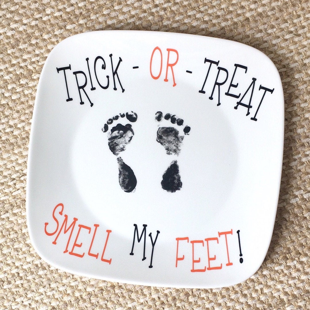 Trick or Treat Smell My Feet Halloween Plate Decal ~ Baby's First ...