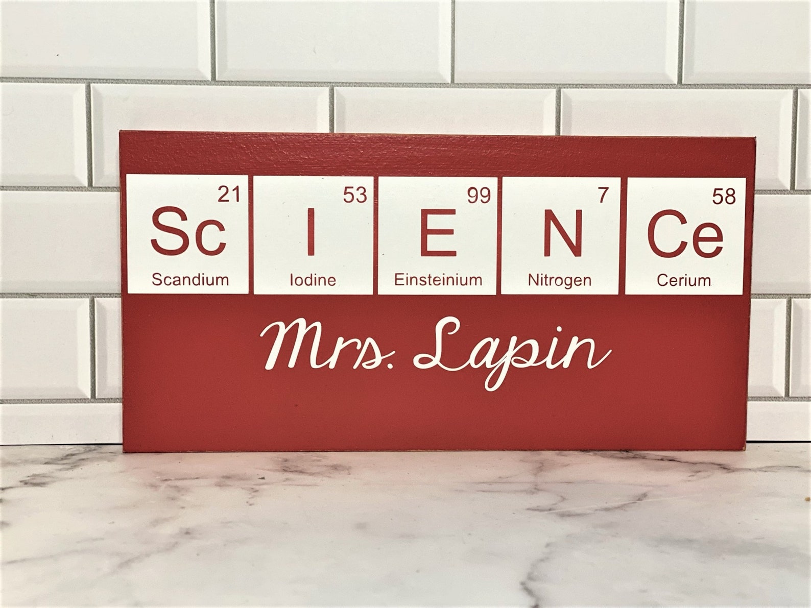 Science Teacher Gift Teacher Desk Name Plate Periodic Table Science ...