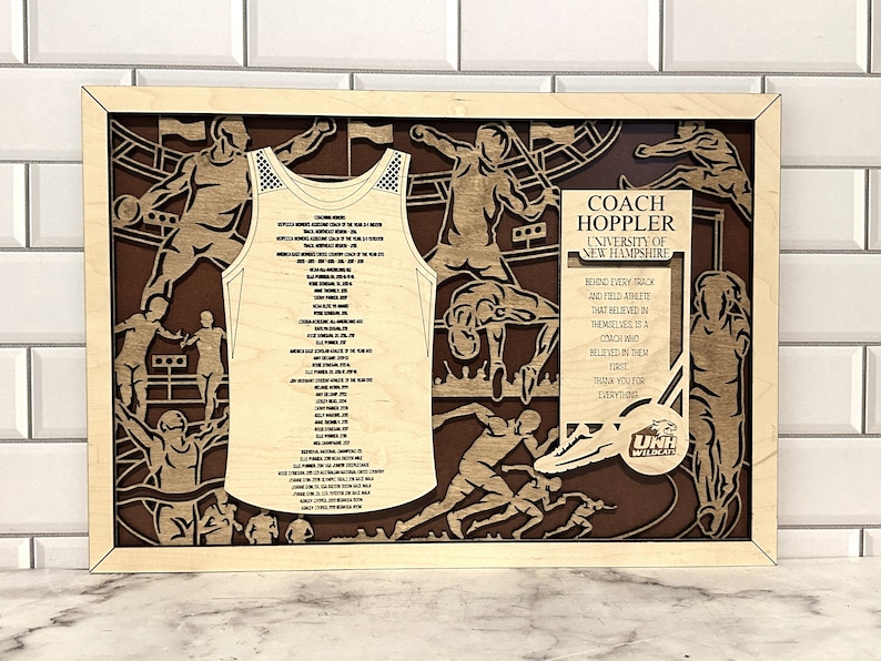 Track and Field Laser Engraved Thank You Gift Wood Plaque Track Coach ...