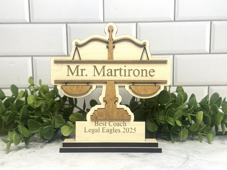 Personalized Mock Trial Coach Gift - Laser Engraved Scales of Justice ...