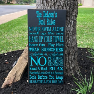 Pool Sign Lake House Décor Custom Wood Sign for Pool ~ Patio Décor Pool ...