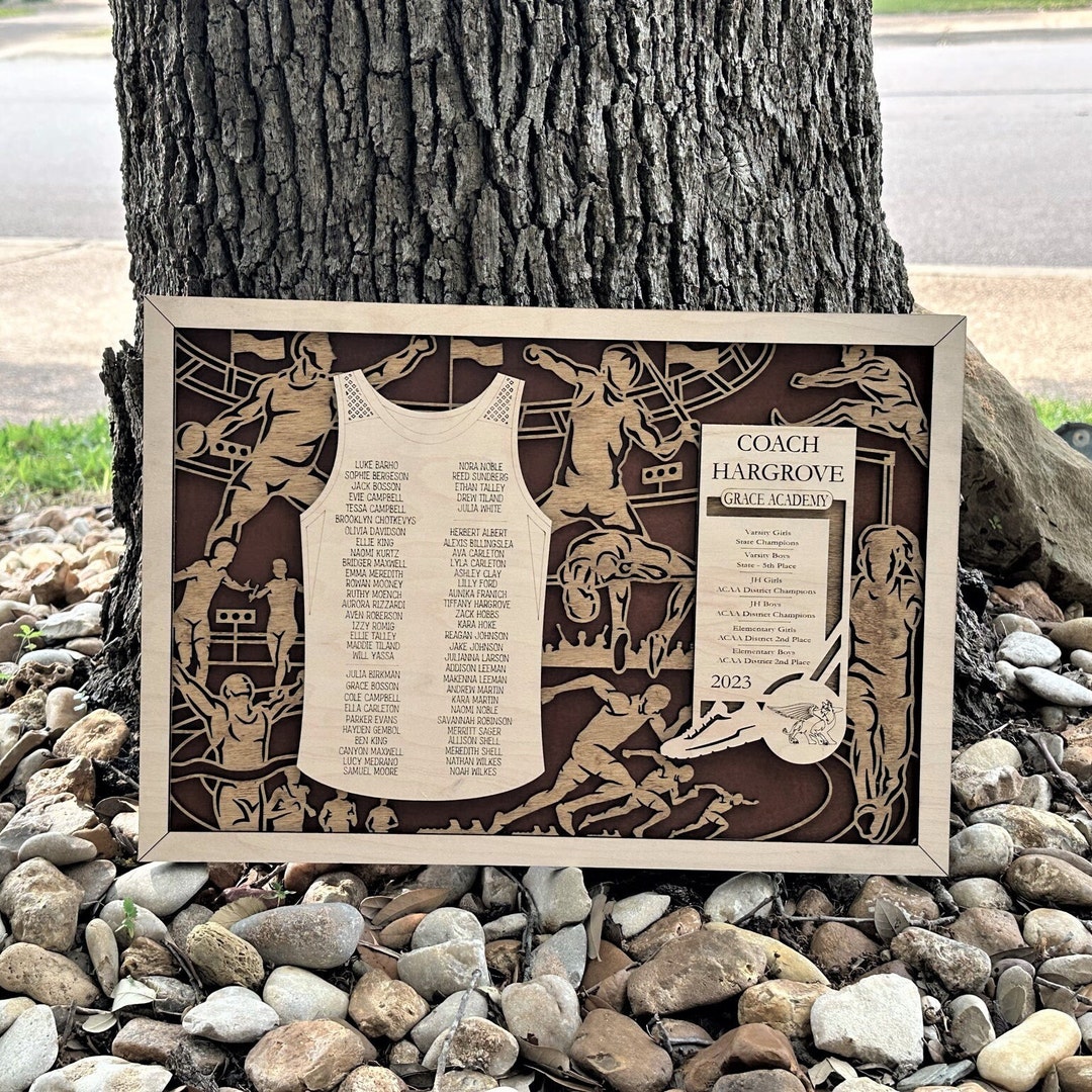 Track and Field Laser Engraved Thank You Gift Wood Plaque Track Coach ...