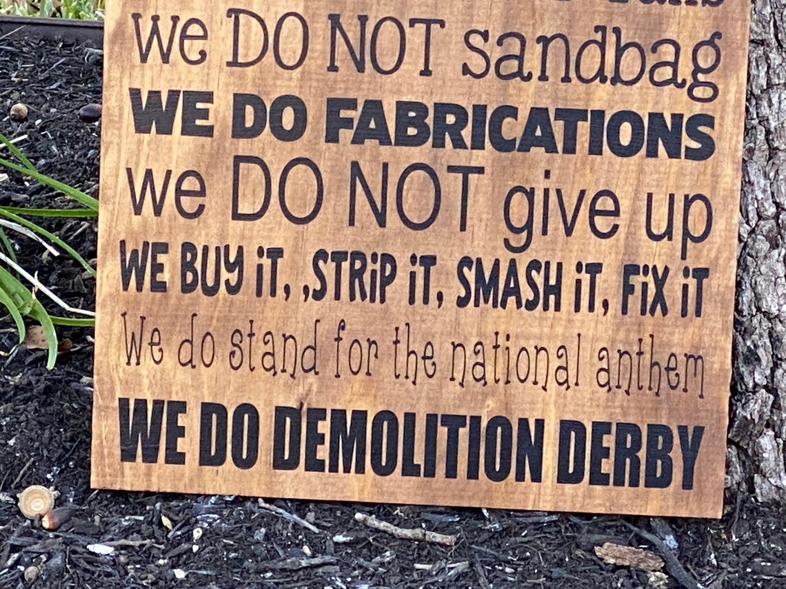 Demolition Derby House Rules Custom Wood Sign Derby Racing - Etsy