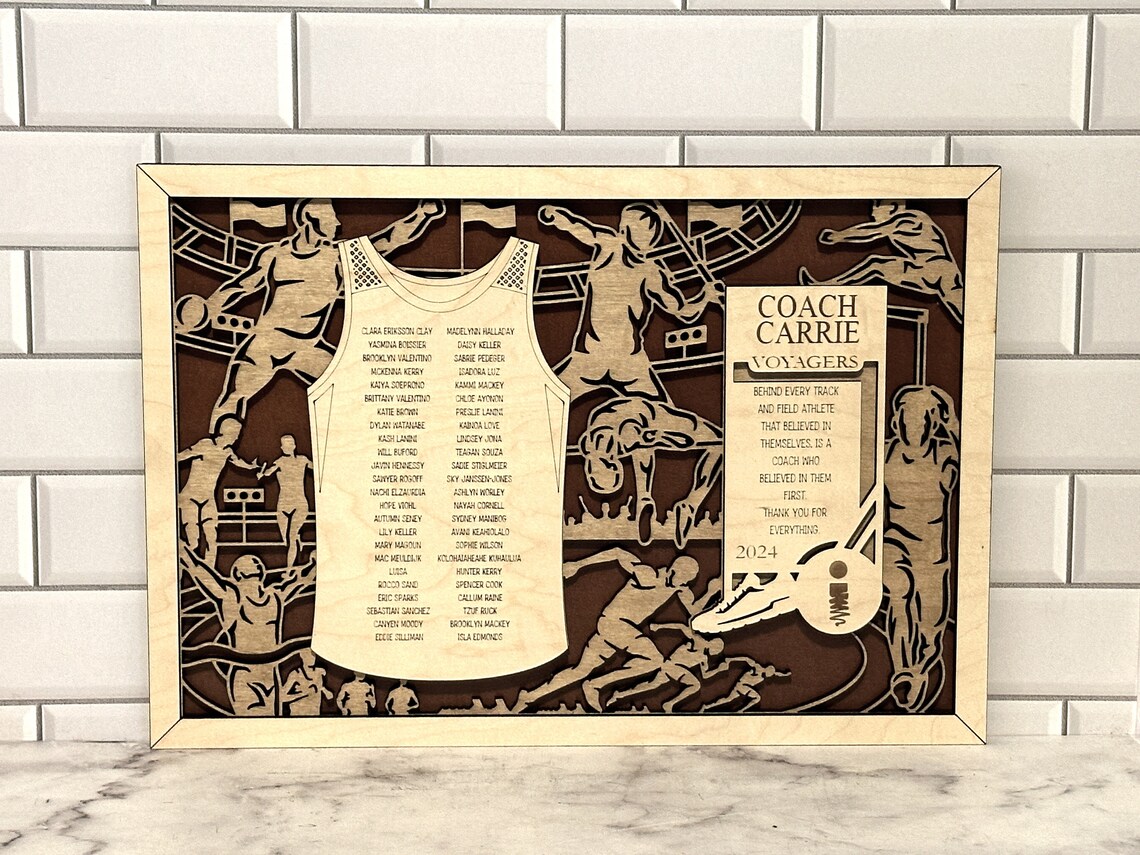 Track and Field Laser Engraved Thank You Gift Wood Plaque Track Coach ...