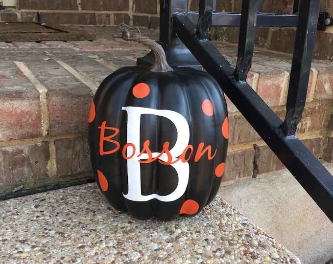 Personalized Pumpkin Monogram and Name Vinyl Decal, Pumpkin Decor ...