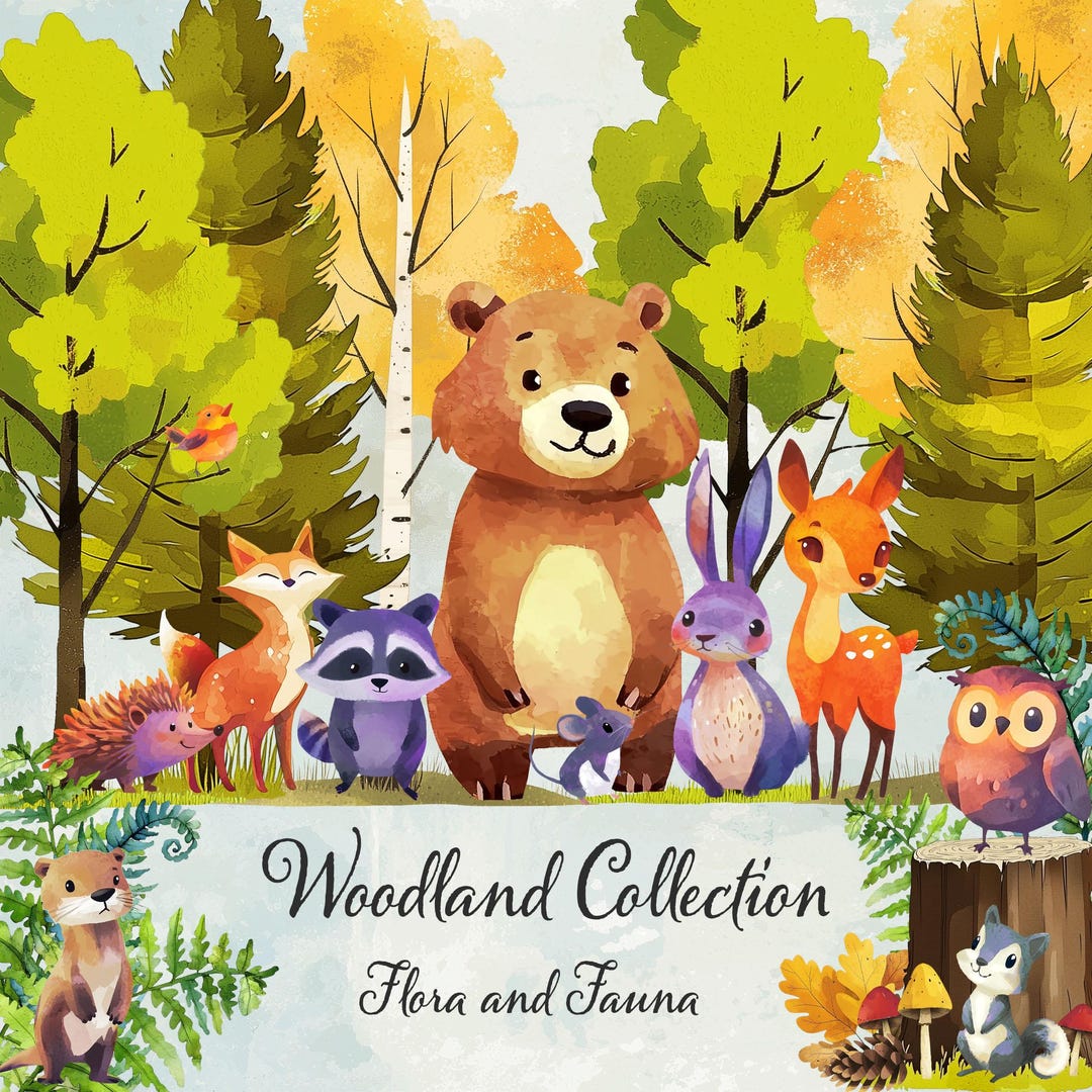 Woodland Animals Watercolor Clipart Forest Creature Spring Nature ...