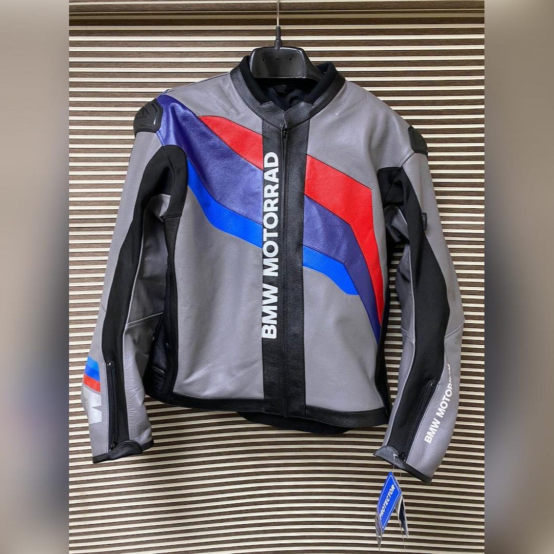 BMW Motorrad Grey Motorcycle Racing Leather Jacket Genuine Cowhide ...
