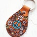 Peace Sign Floral Leather Key Ring Hand Painted and Hand - Etsy