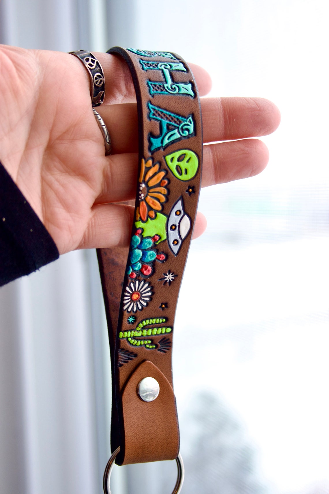 Custom Leather Camera Wrist Strap UFO Area 51 Aliens in - Etsy