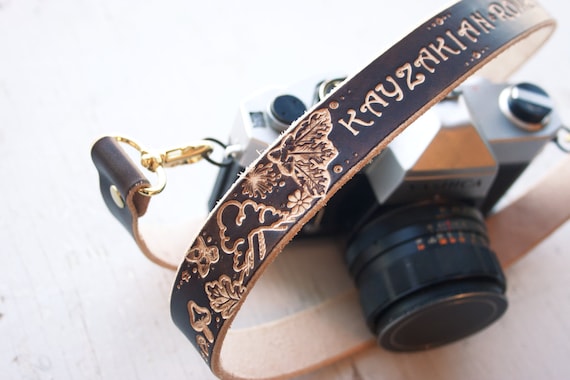 Custom Leather Camera Strap Woodland Nature Pattern - Etsy