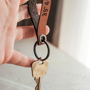 Latitude and Longitude Leather Keychain - GPS Coordinates - Loop ...
