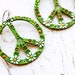 Spring Green Daisy Peace Sign Leather Earrings Hippie Flower - Etsy
