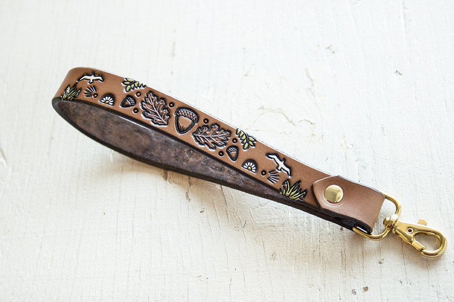 Custom Leather Camera Wrist Strap Or Key Ring Woodland | Etsy