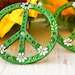 Spring Green Daisy Peace Sign Leather Earrings Hippie Flower - Etsy