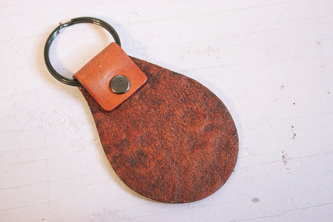 Peace Sign Floral Leather Key Ring Hand Painted and Hand - Etsy