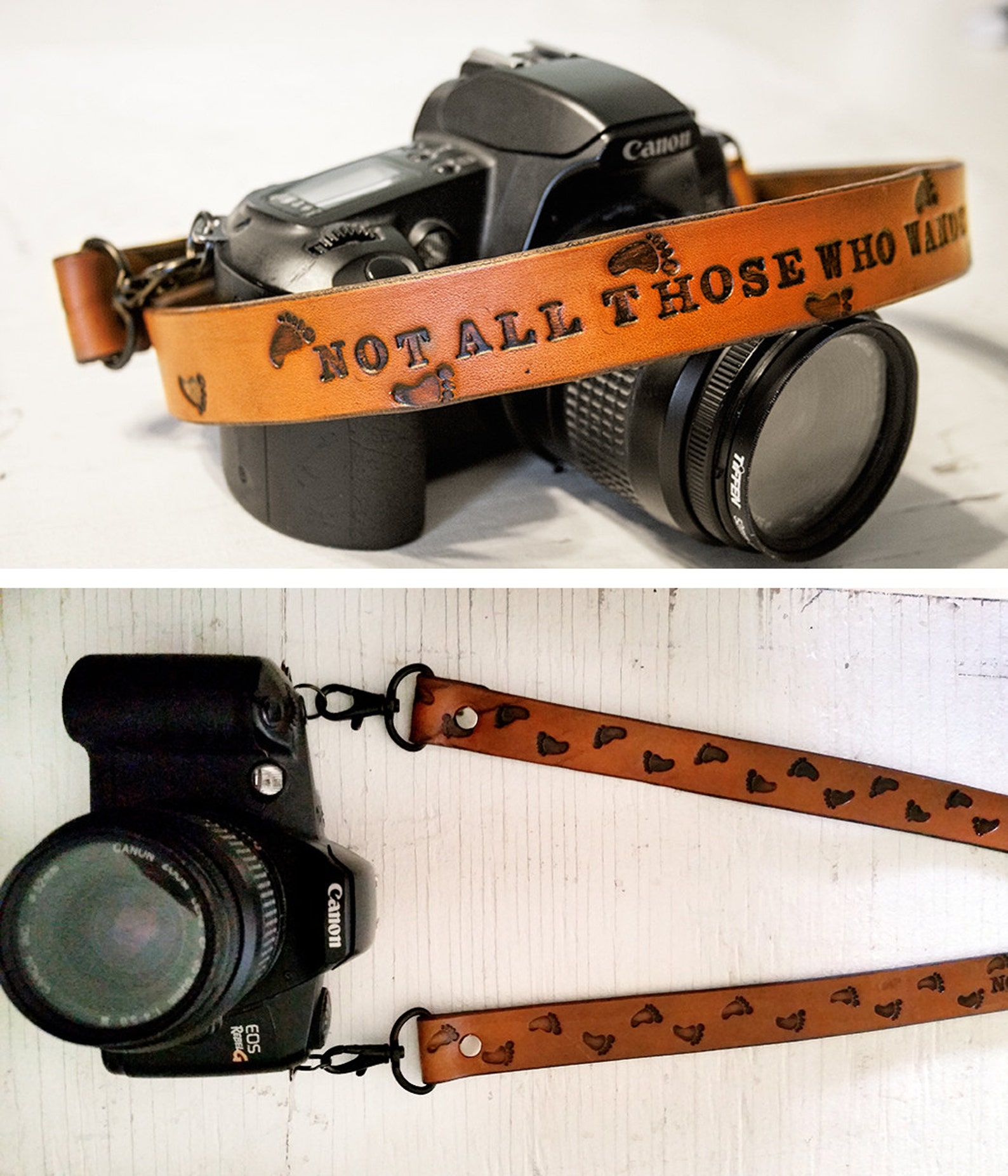 Custom Leather Camera Strap Not All Those Who Wander Are - Etsy