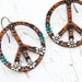 Peace Sign Floral Leather Key Ring Hand Painted and Hand Stamped Made ...