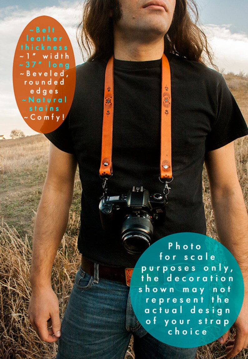 Leather Camera Strap Woodland Theme Personalized Hand - Etsy