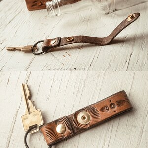 Custom Leather Key Ring and Fob - Snap Closure - Monogram, Initials ...
