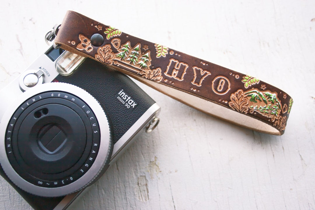Custom Leather Camera Wrist Strap: Hand-tooled Woodland Design - Etsy