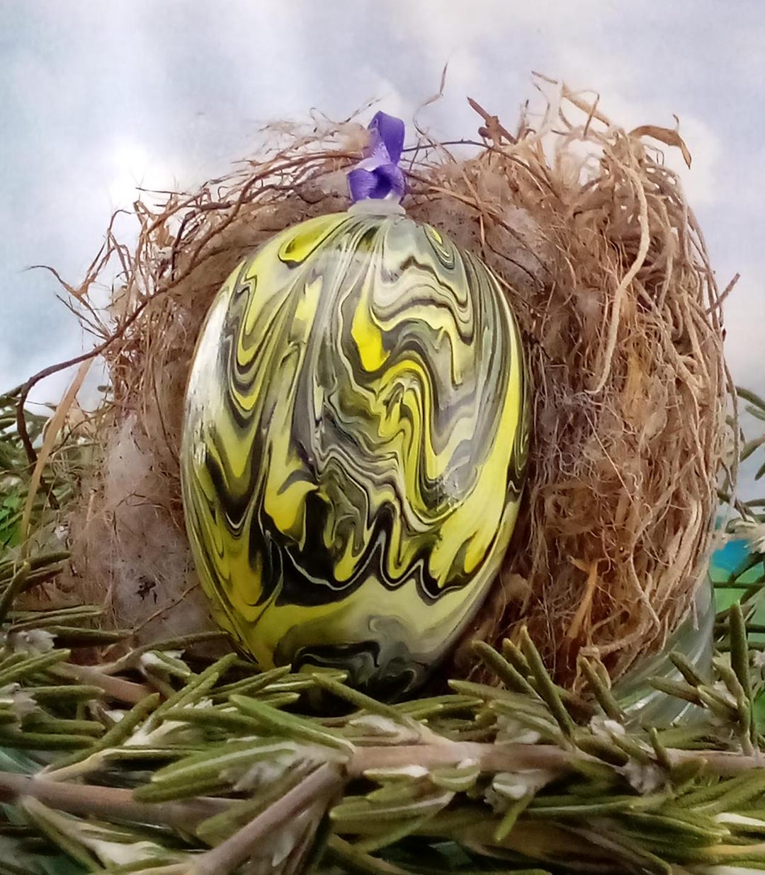 Spring Bumble Bee Inspired Easter Egg Ornamental Egg Fluid Art 148E - Etsy