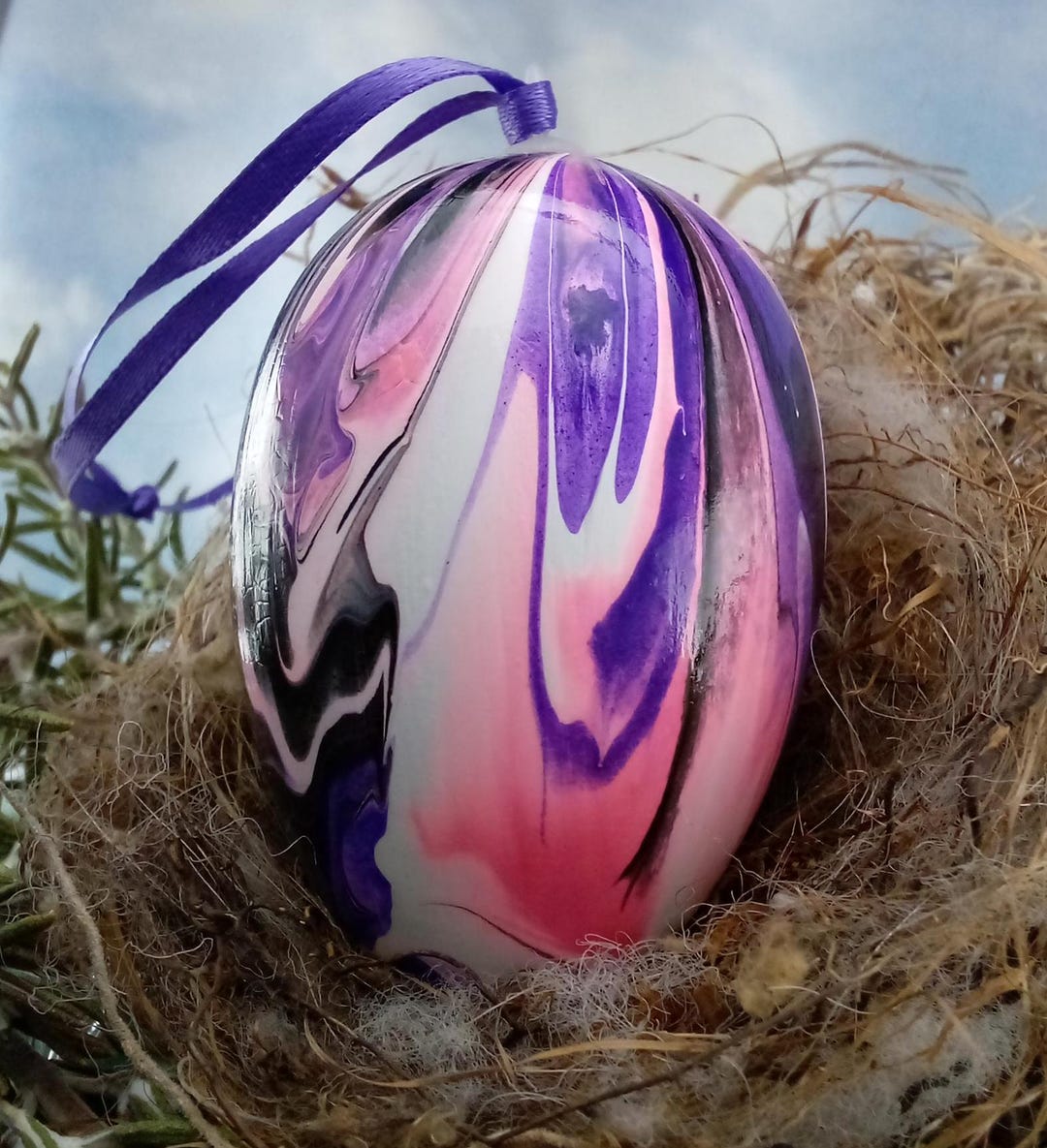 Rockin' the 80's Easter Egg Ornamental Egg Fluid Art 168E - Etsy