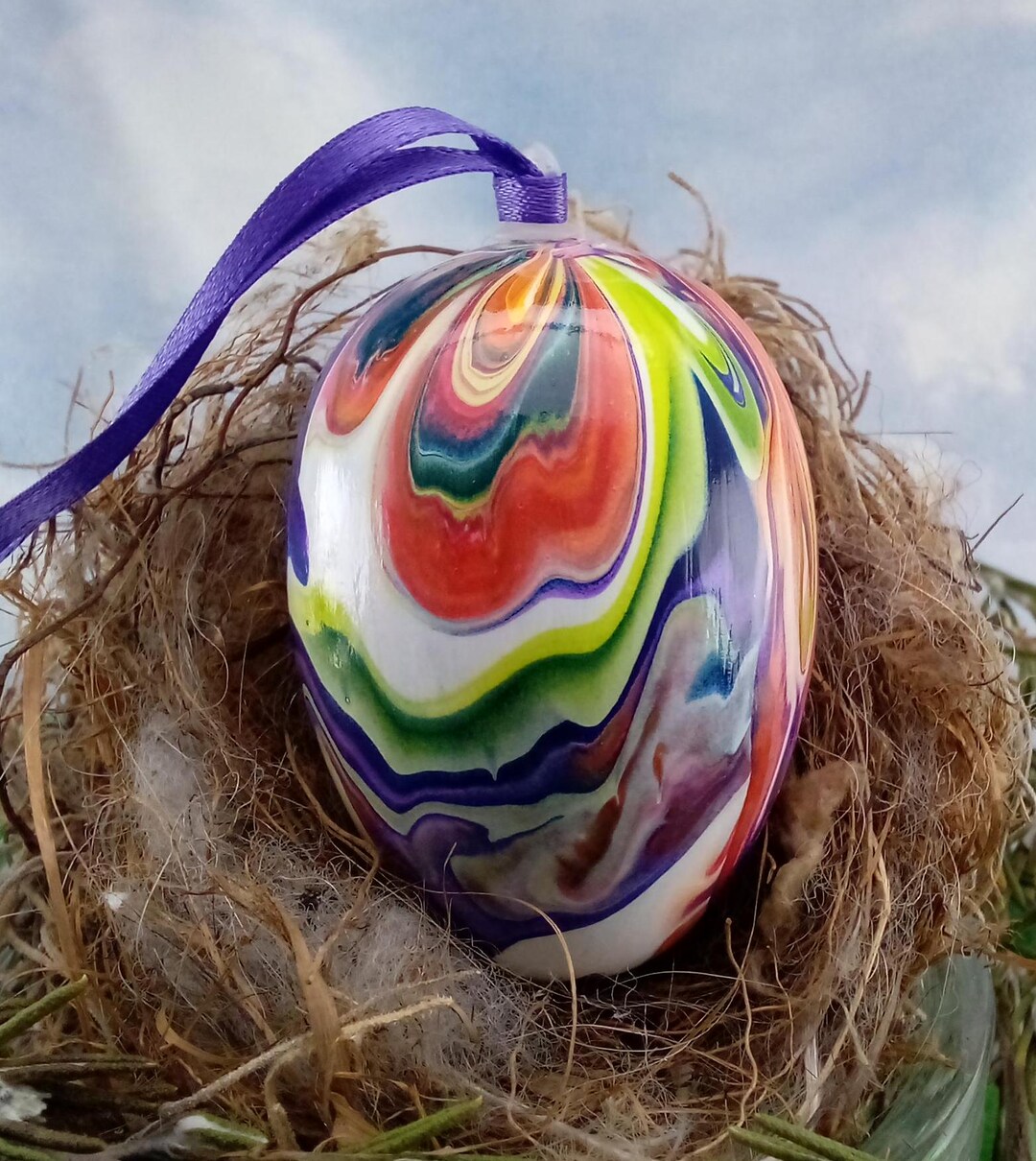 Sunset in the Desert Easter Egg Ornamental Egg Fluid Art 164E - Etsy