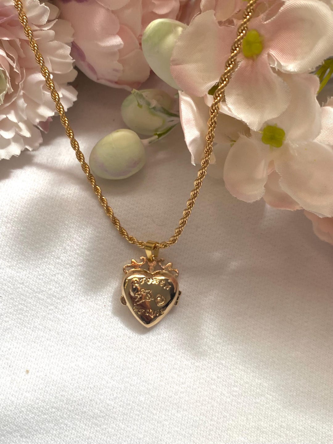 Heart Locket Necklace - Open Locket Necklace, Victorian Necklace ...