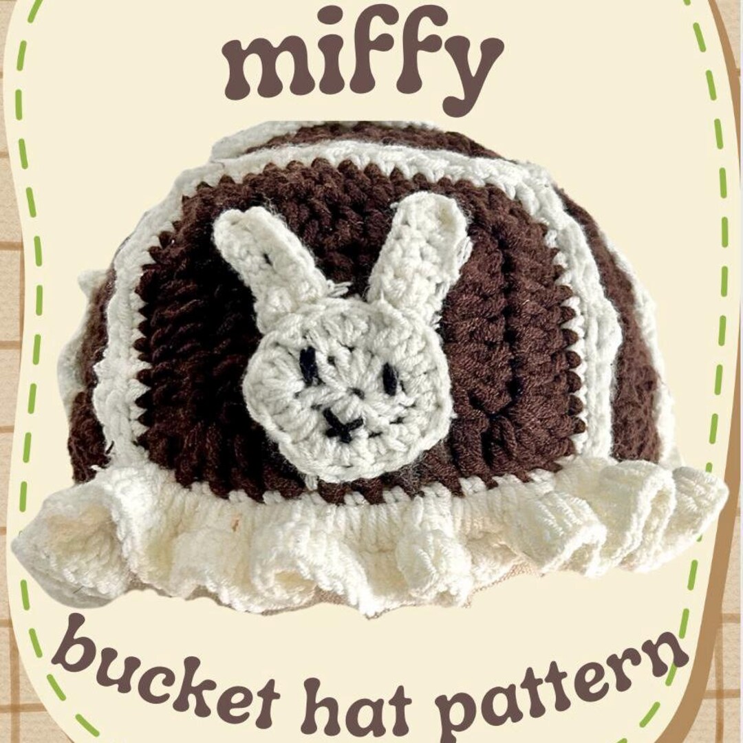 Miffy Bunny Crochet Hat Pattern - Crochet Bucket Hat, Crochet Pattern ...