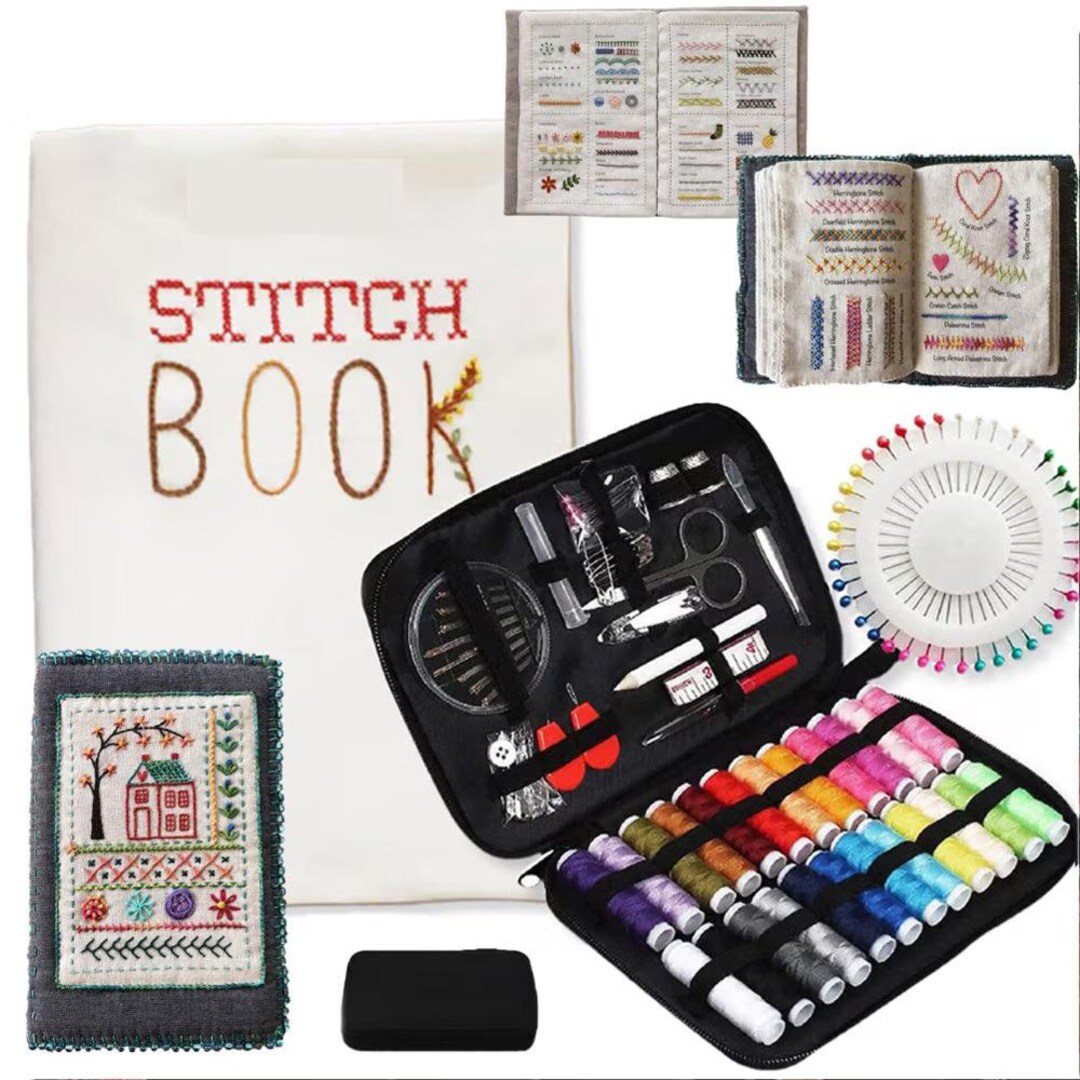 Embroidery Kit Book Poeuai DIY Embroidery Stitch Book & Sampler For ...
