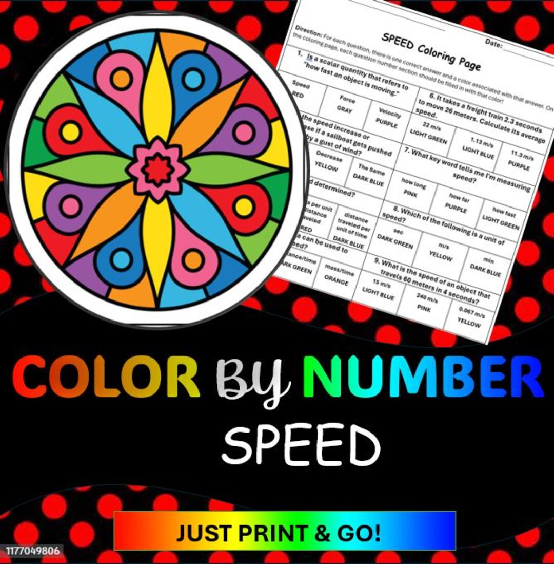 SPEED Color by Number Activity - Etsy