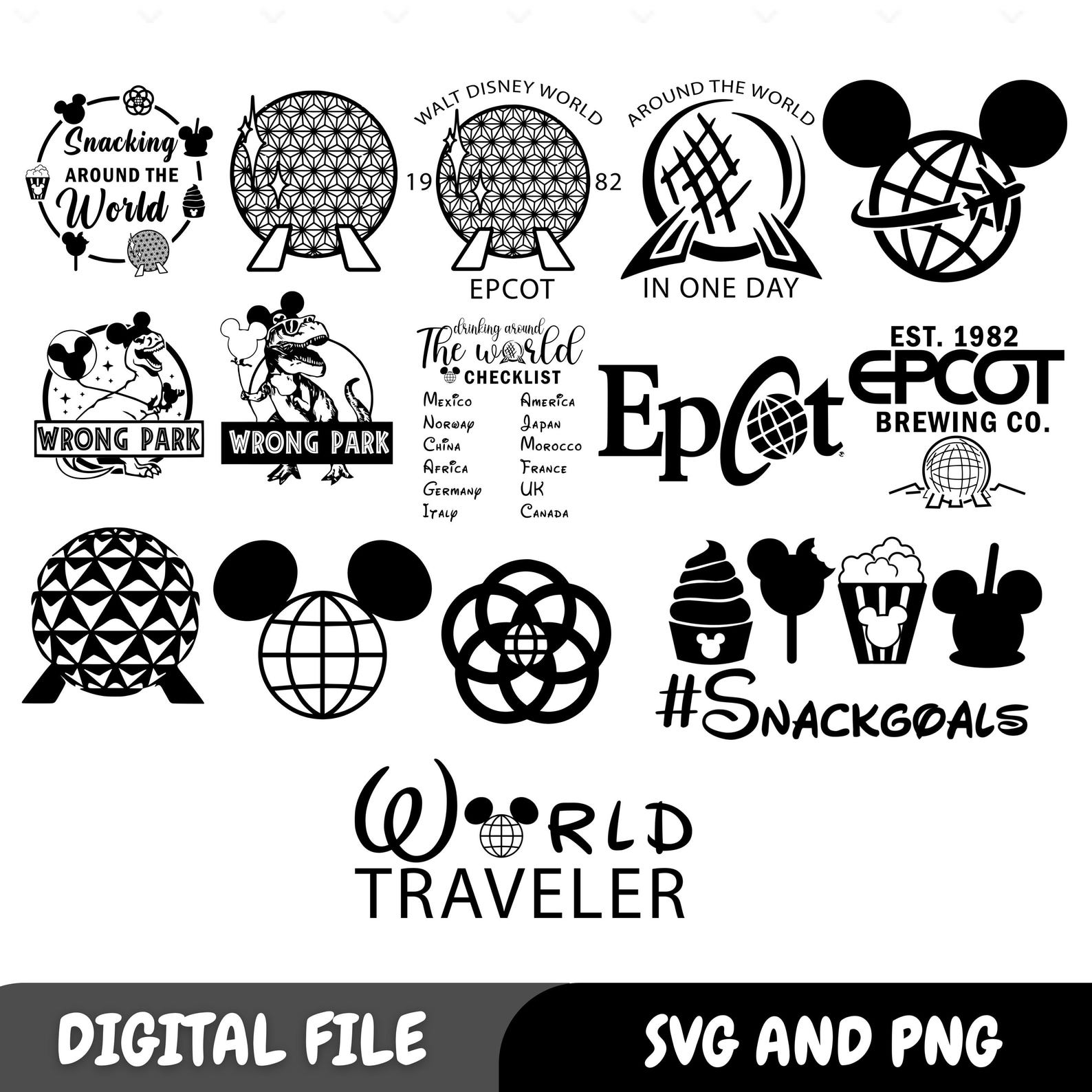 Epcot Svg Png Bundle, World Traveler SVG, Family Vacation SVG, Snacking ...