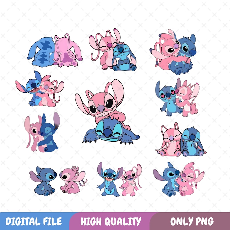 Stitch and Angel PNG Bundle, Cartoon Clipart (digital File) - Etsy