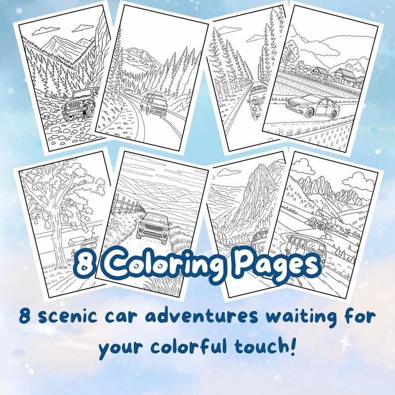 Scenic Drive Coloring Pages: Relaxing Road Trip Art (PDF) - Etsy