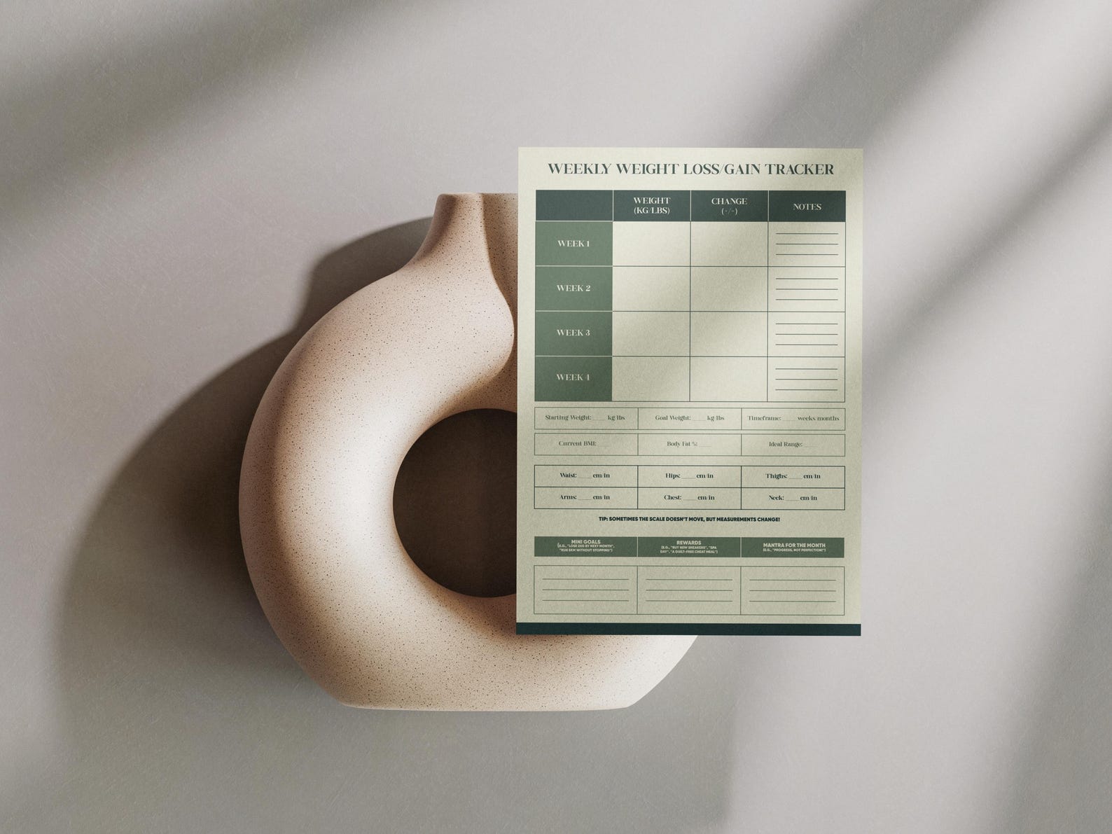 Weight Loss/gain Tracker Printable, A4, A5 Size, Weekly Weight Loss ...